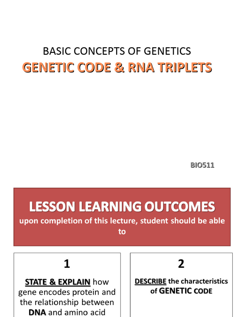 Lec4 Genetic Code & RNA Triplets | PDF | Translation (Biology ...