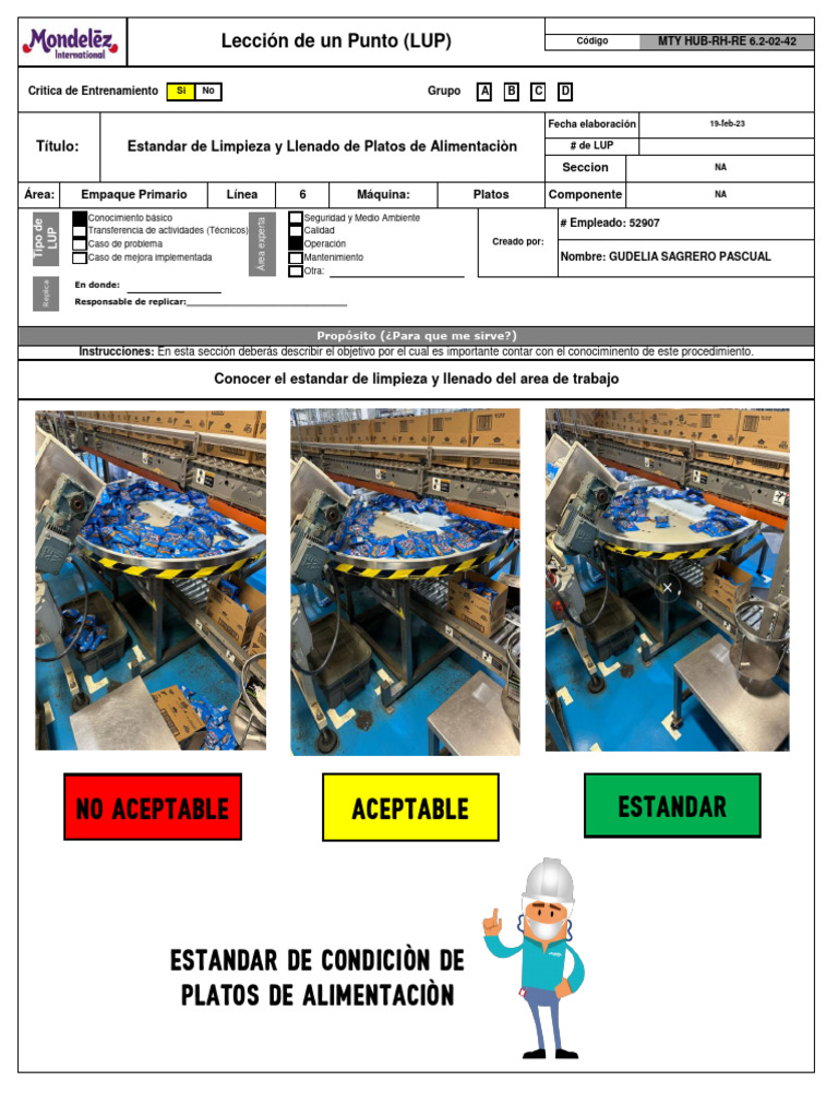 No Aceptable Estandar Aceptable: Lección de Un Punto (LUP) | PDF