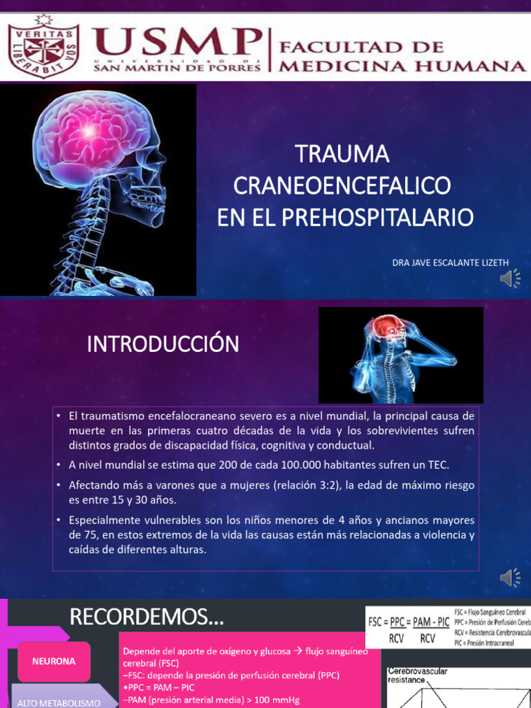 Trauma Craneoencefalico en El Prehospitalario: Dra Jave Escalante ...