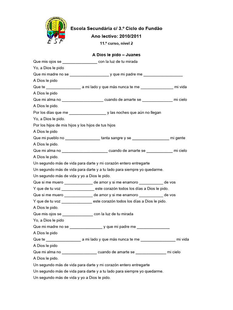 A Dios Le Pido - Juanes | PDF