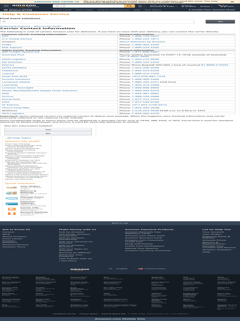 Help About Shipping Carrier Contacts | PDF | United Parcel Service ...