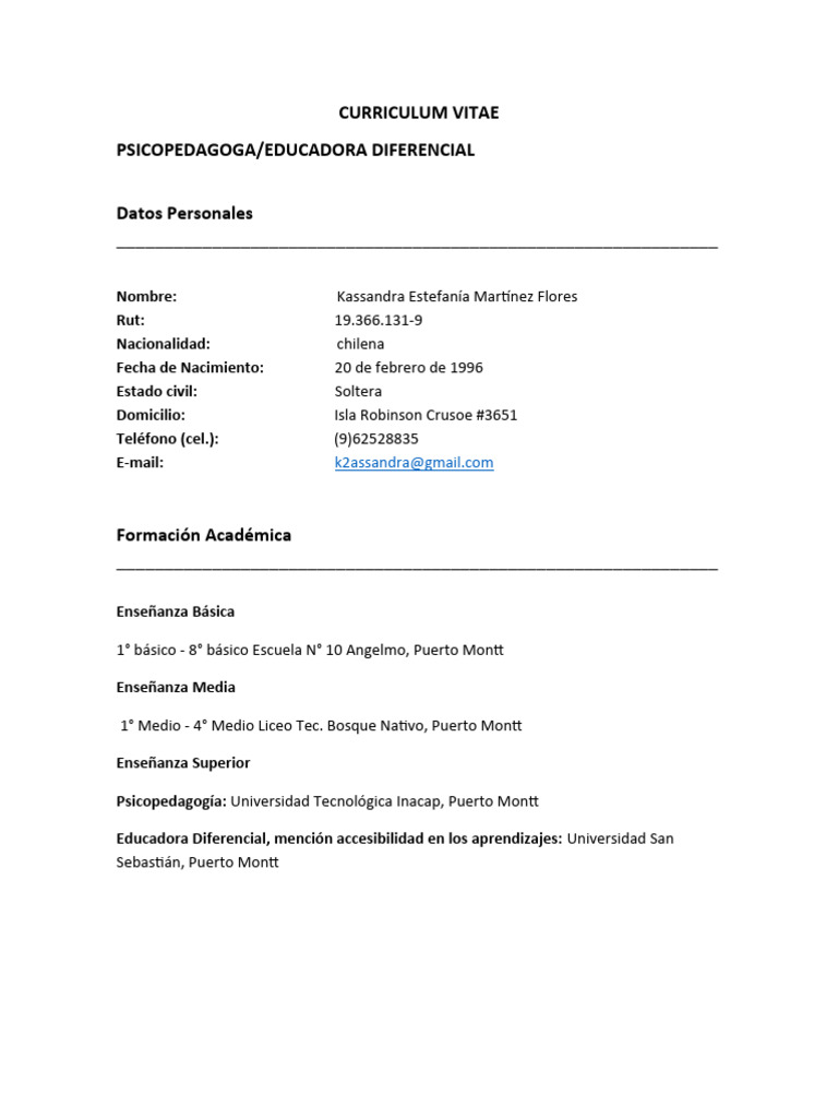 CURRICULUM - Martinez Kassandra | PDF