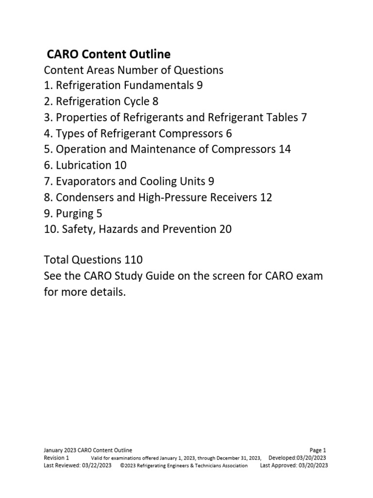 CARO Content Outline | PDF