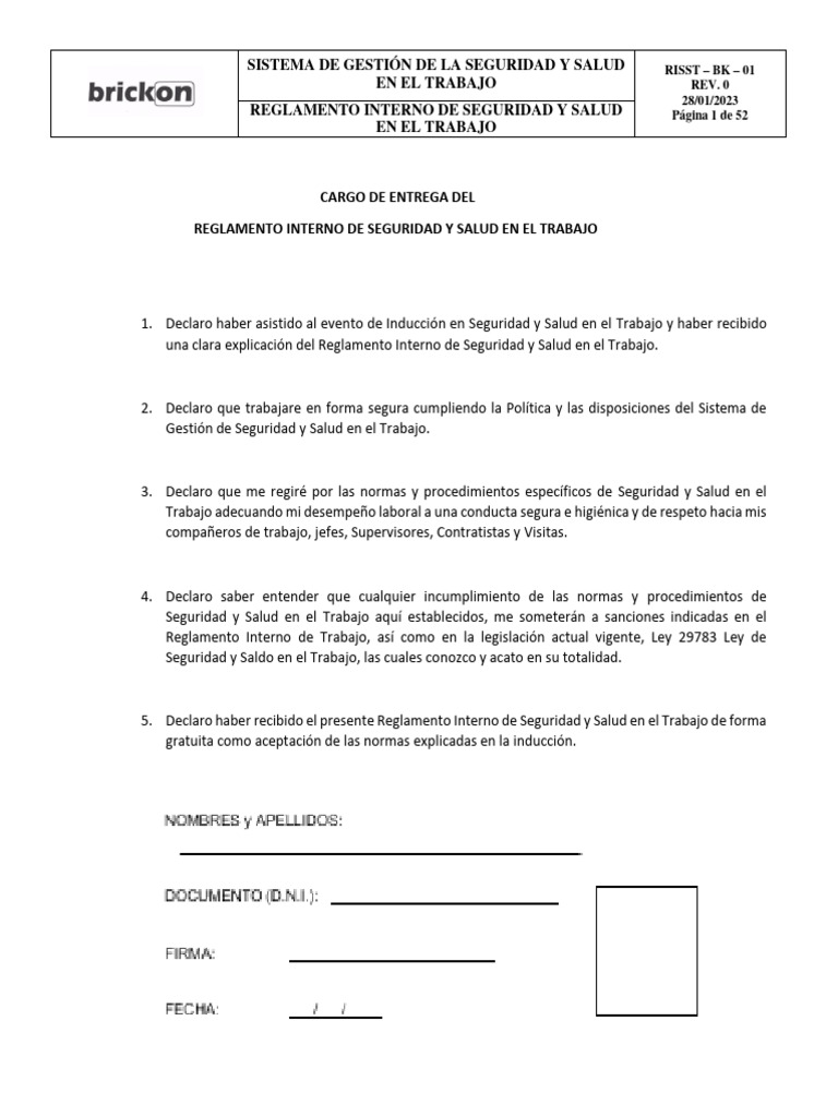 Cargo de Entrega Del Risst | PDF