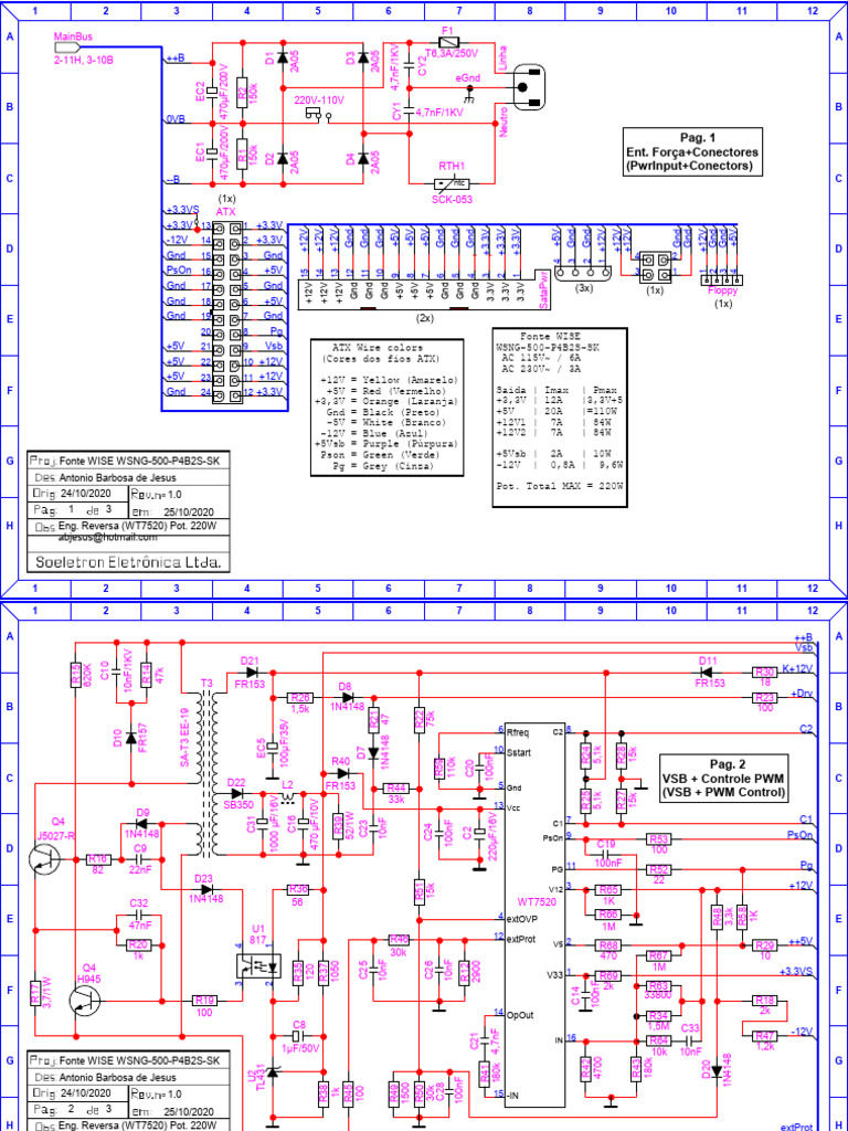WSNG-500 ATX Power Supply Schematic | PDF