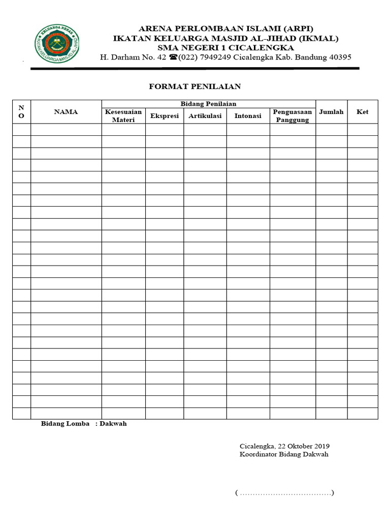 Format Penilaian Dakwah | PDF