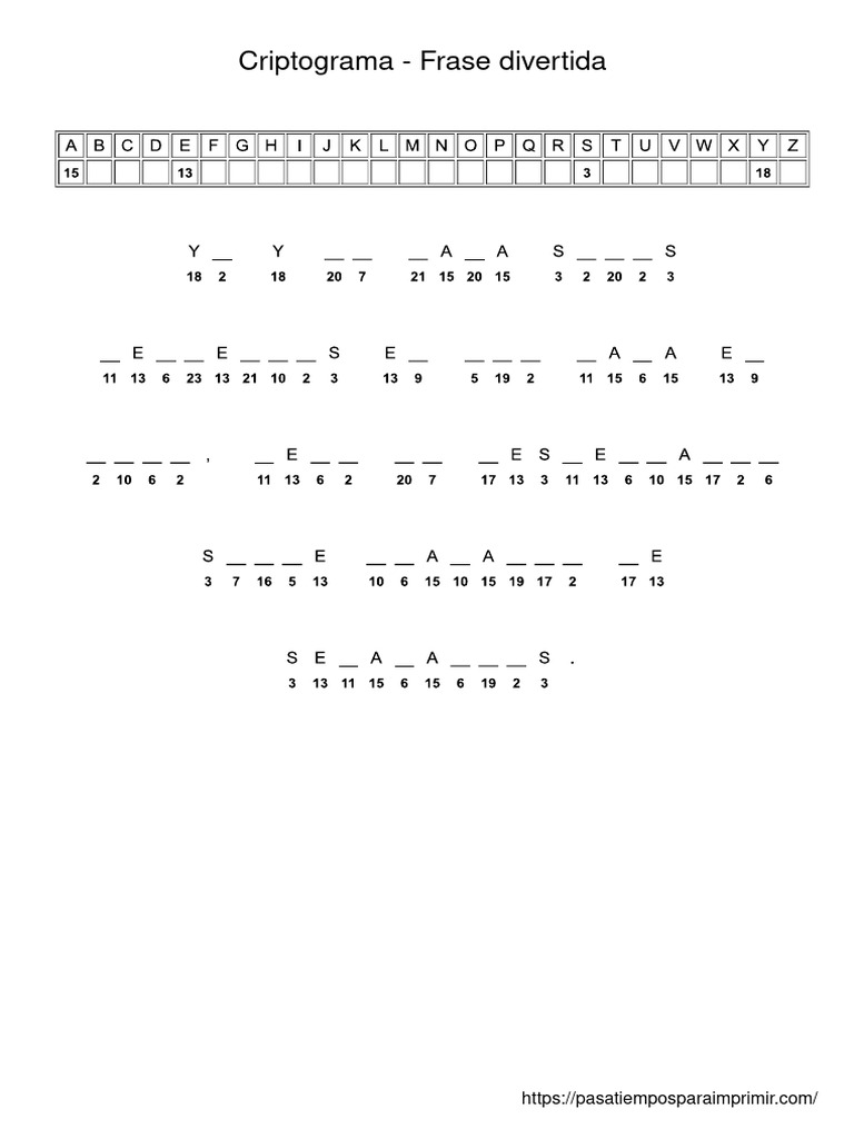 Criptograma para Imprimir - Frase Divertida | PDF