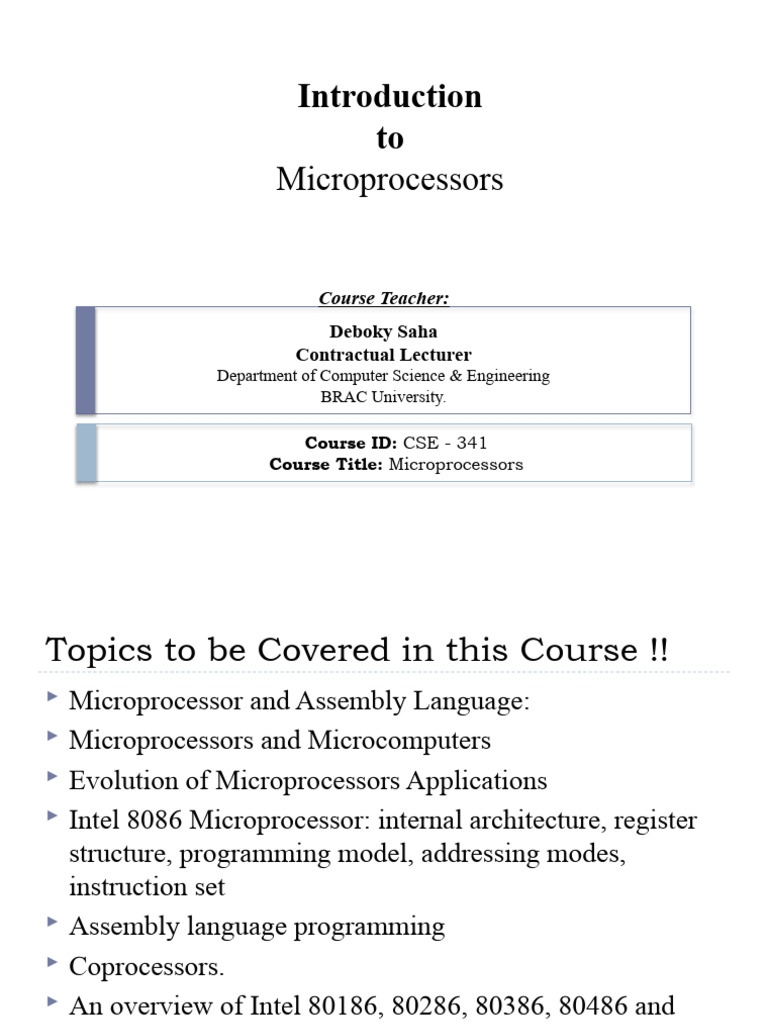 Lecture 1 Pdf Central Processing Unit Microprocessor