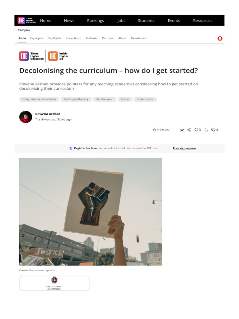 Decolonising The Curriculum - How Do I Get Started? - THE Campus Learn ...