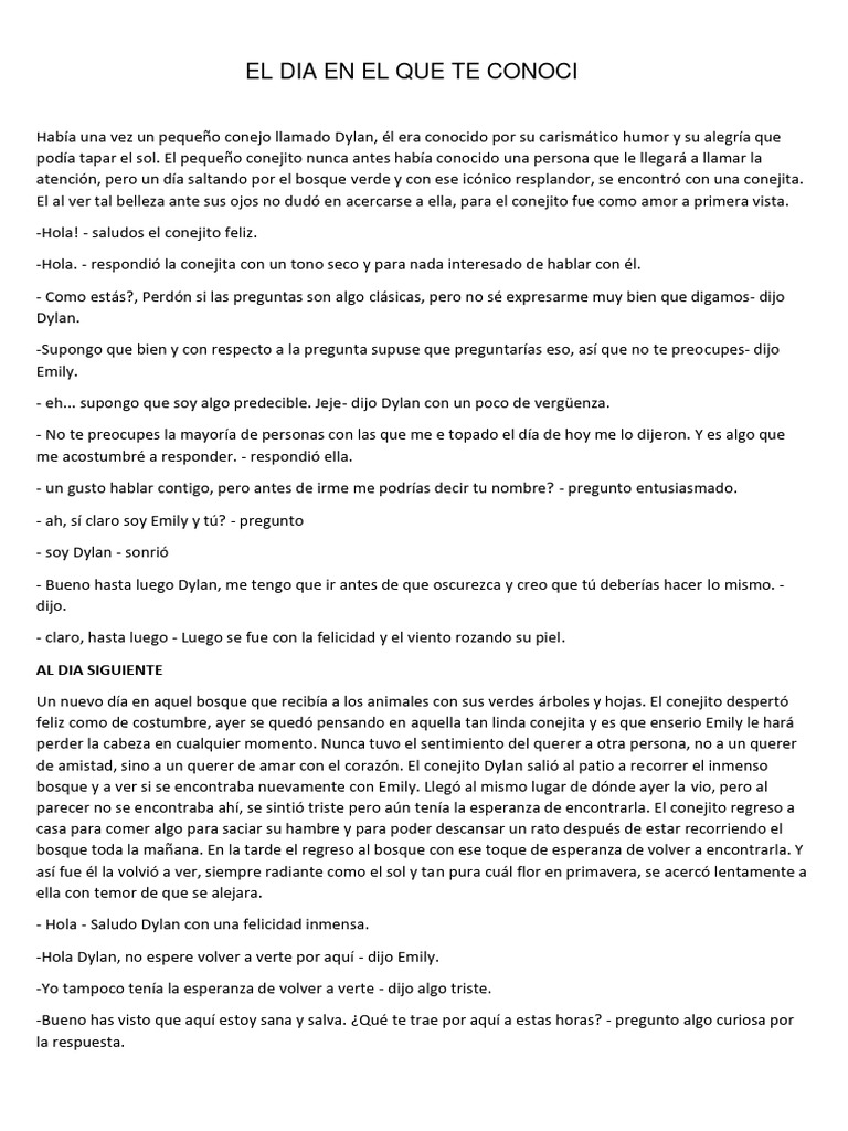 El Dia en Que Te Conoci | Descargar gratis PDF | Amor | Felicidad El Dia en Que Te Conoci | Descargar gratis PDF | Amor | Felicidad