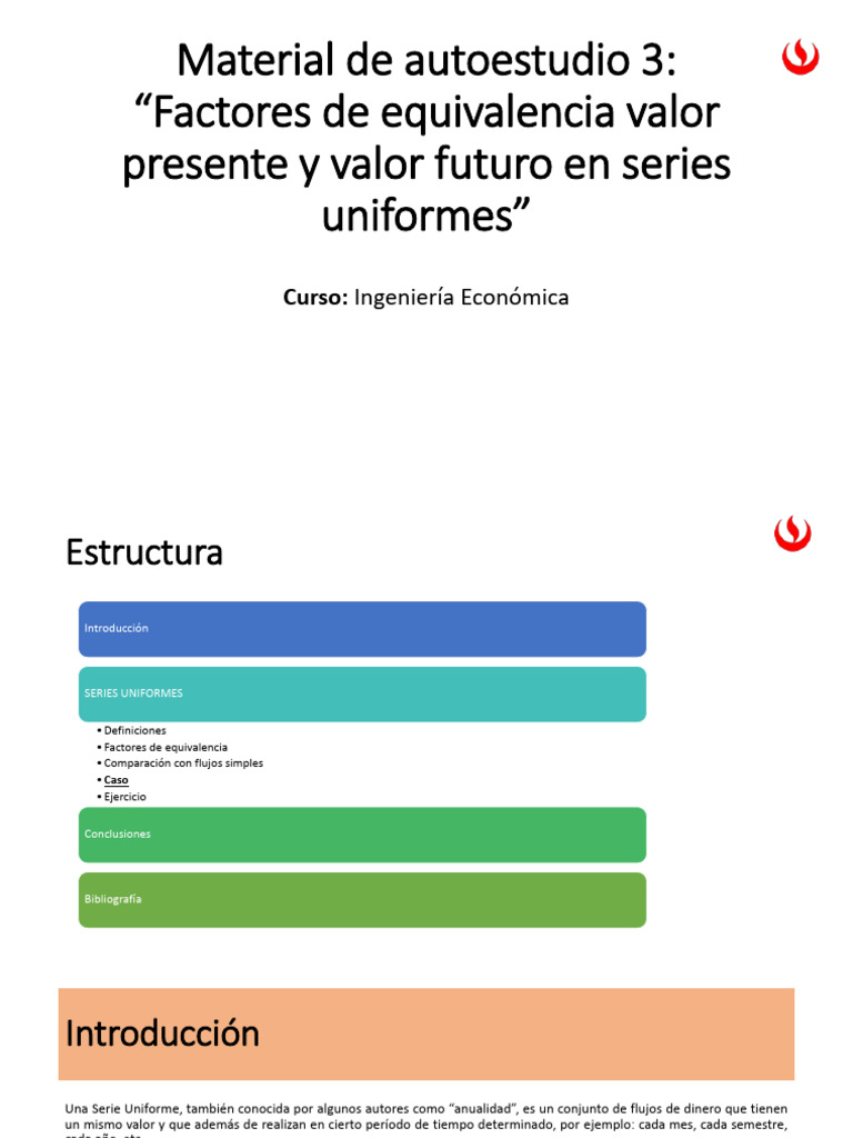 MTA 3 - Factores de Equivalencia Valor Presente y Valor Futuro en Series Uniformes PDF | PDF ...