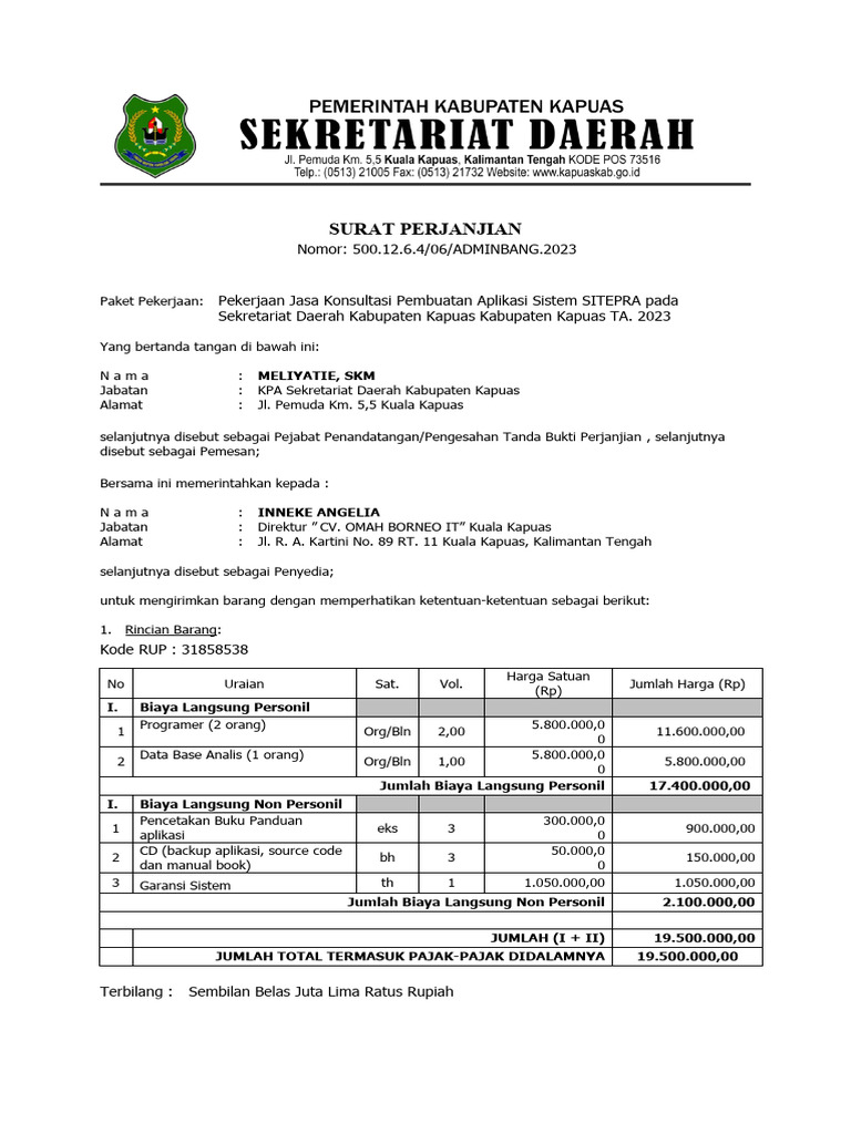 Surat Pesanan Setda (Sitepra) | PDF