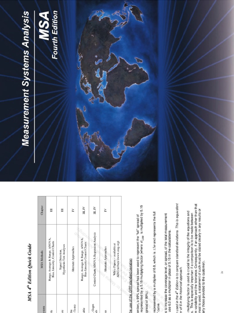 MSA Measurement Systems Analysis MSA 4th Ed | PDF