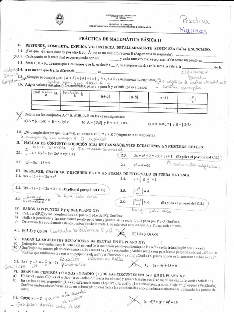 Práctica de Matemáticas Básicas II | PDF | Matemática Elemental ...