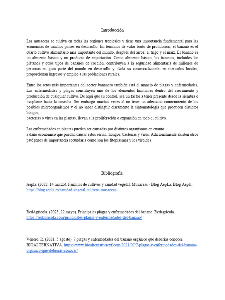 Introducción Musaceas | PDF | Ciencia y matemáticas | Tecnología