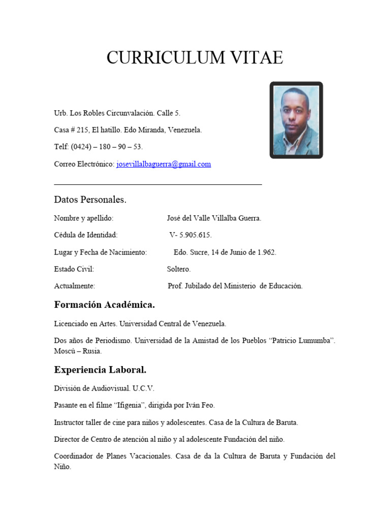 CURRICULUM VITAE Jose Villalba Guerra. | PDF