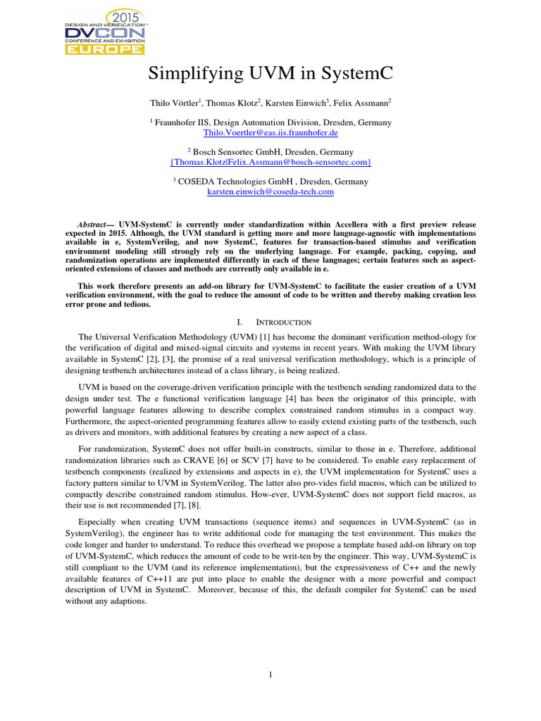 DVCon Europe 2015 P1 2 Paper | PDF | Class (Computer Programming) | Formal Verification