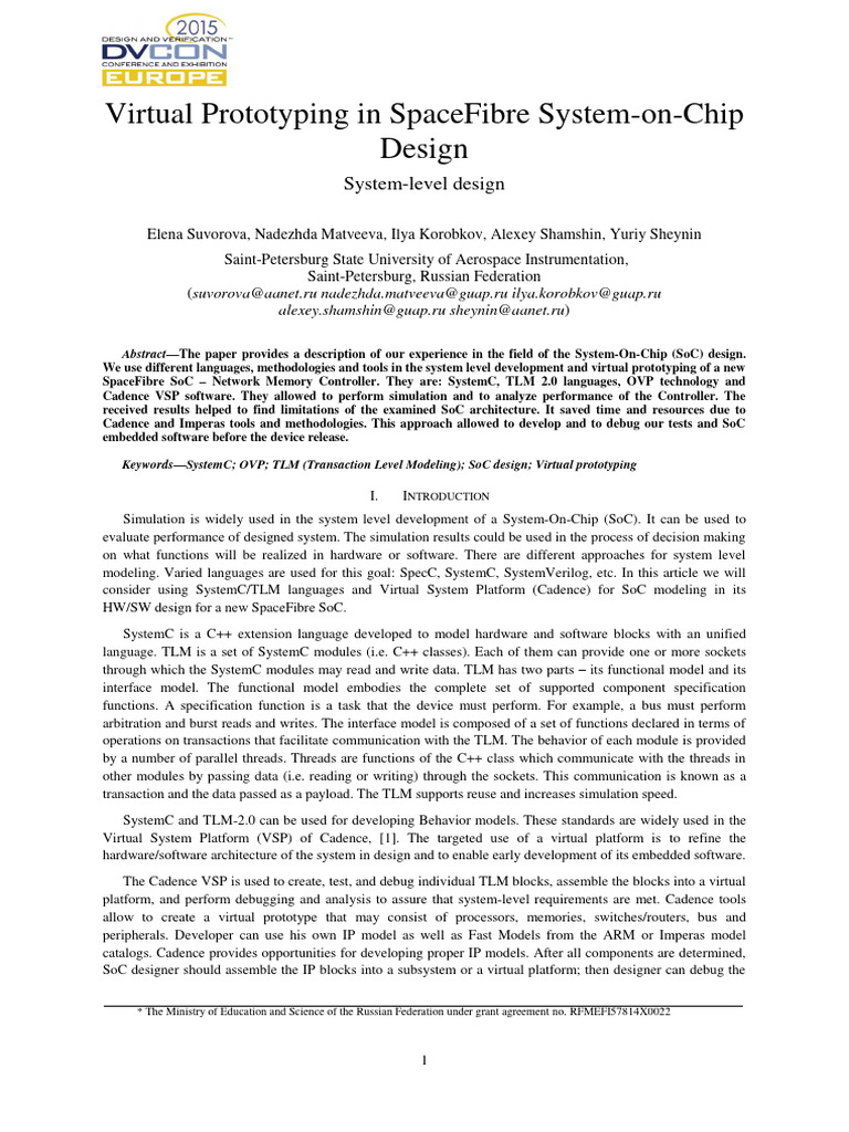 Dvcon Europe 2015 Ta2 2 Paper Pdf System On A Chip Embedded System