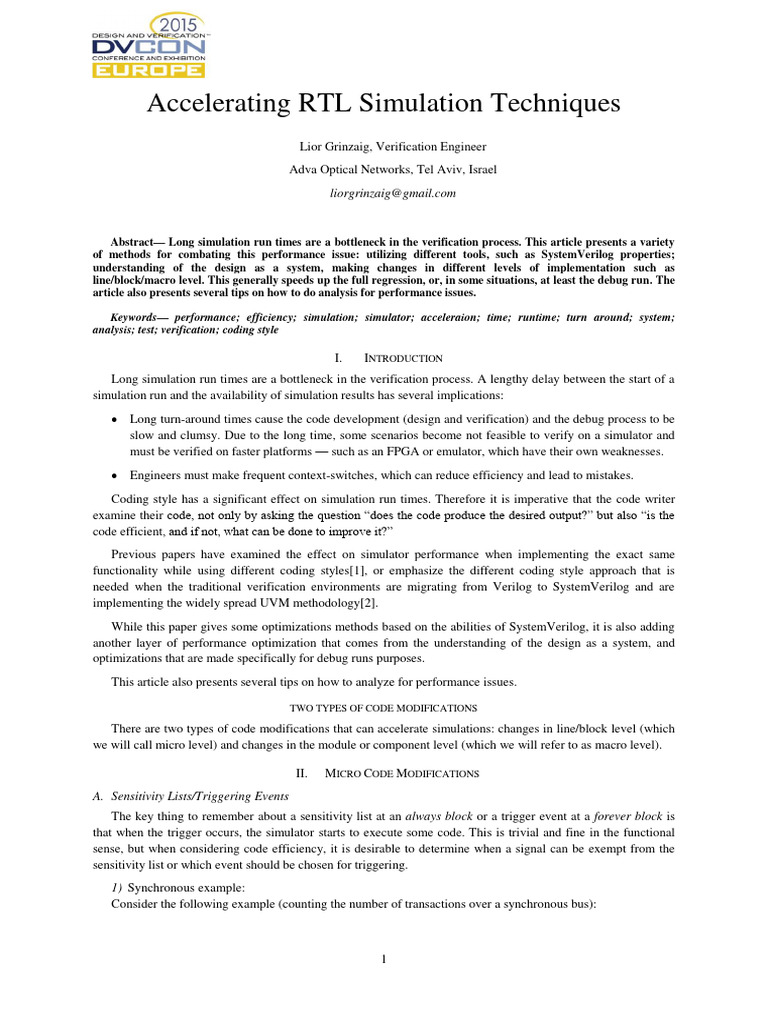 DVCon Europe 2015 TA5 1 Paper | PDF | Simulation | Computing