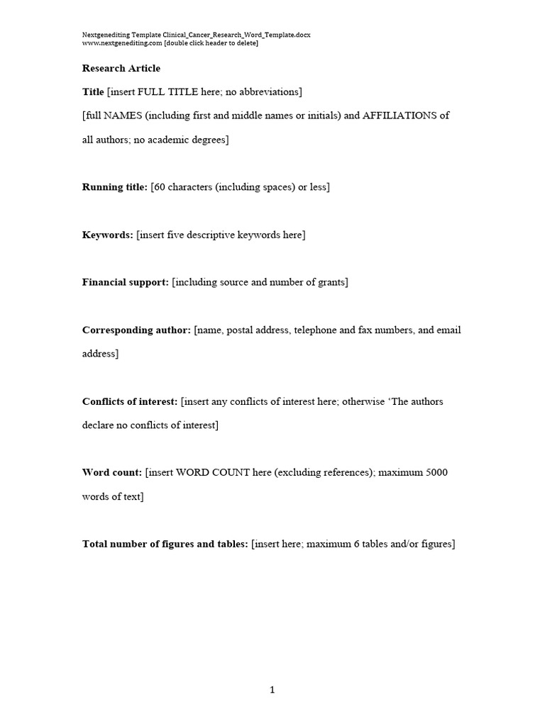 Clinical Cancer Research Word Template | PDF | Abstract (Summary) | Cancer