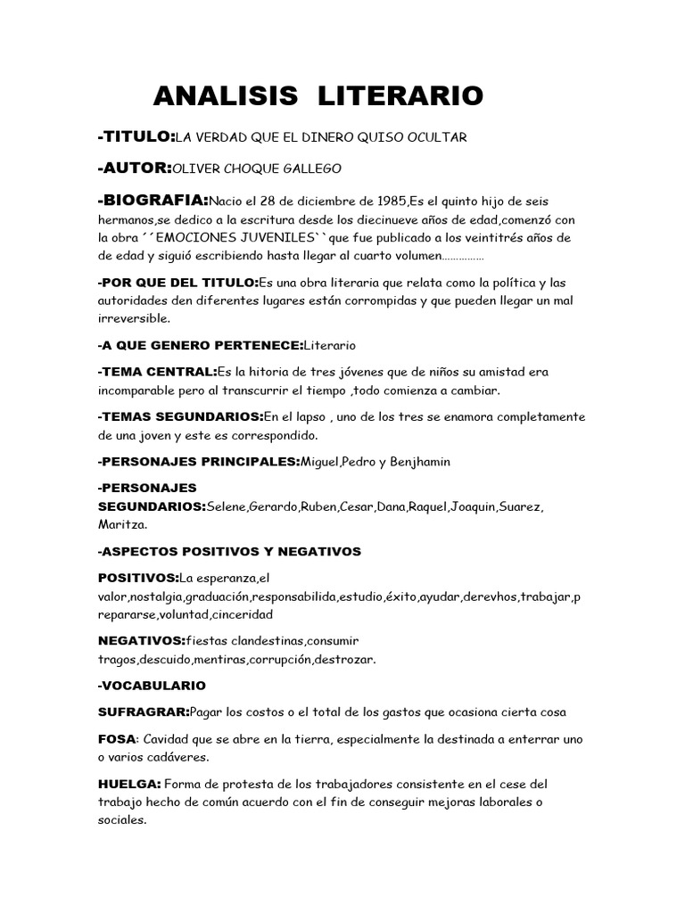 Analisis Literario | PDF