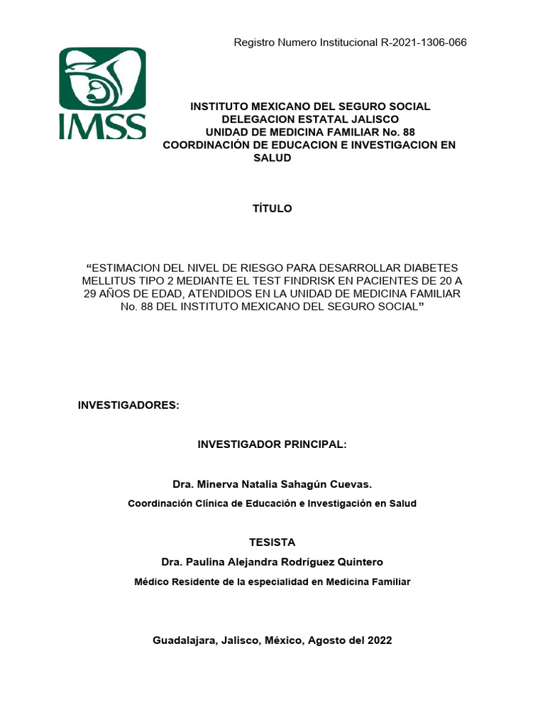Tesis - Test de Findrisk - Final 08-08-22 | PDF | Diabetes | Medicina ...