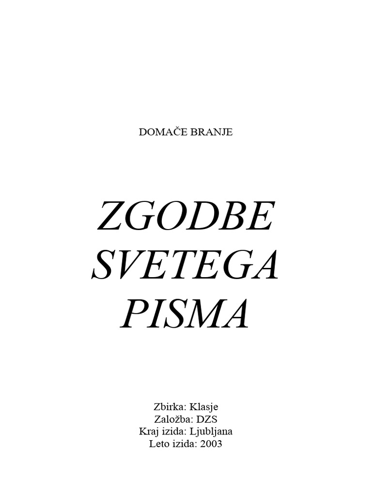 Slo Dob Zgodbe Svetega Pisma 10 | PDF