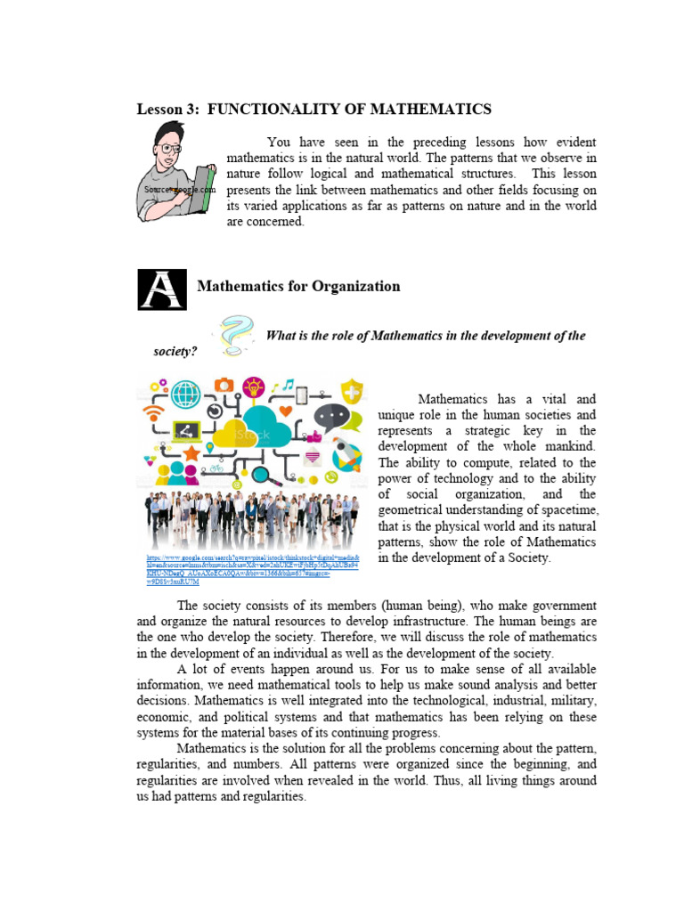 CH 1 - LESSON 3-Functionality of Mathematics | PDF | Pattern | Mathematics
