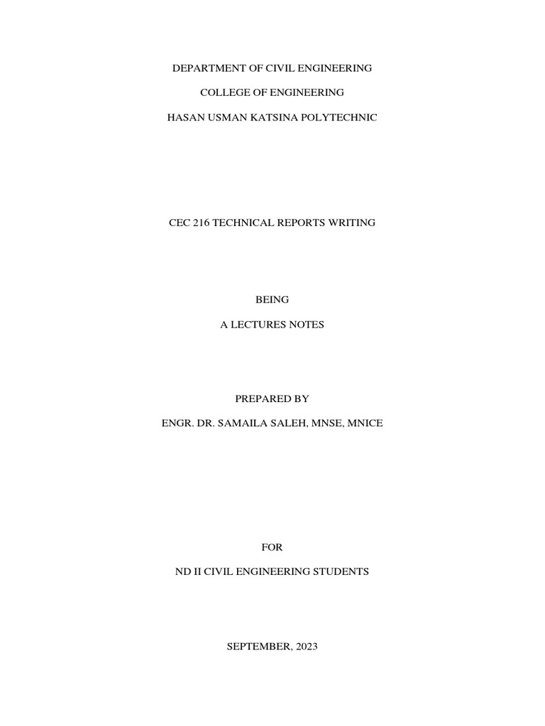 Technical Report Lecture Notes 17092023 | PDF | Abstract (Summary) | Chart