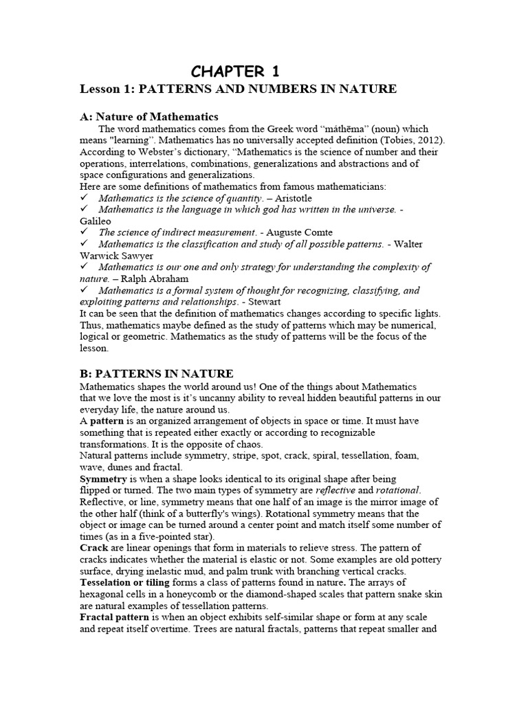 Chapter 1 | PDF | Pattern | Mathematics