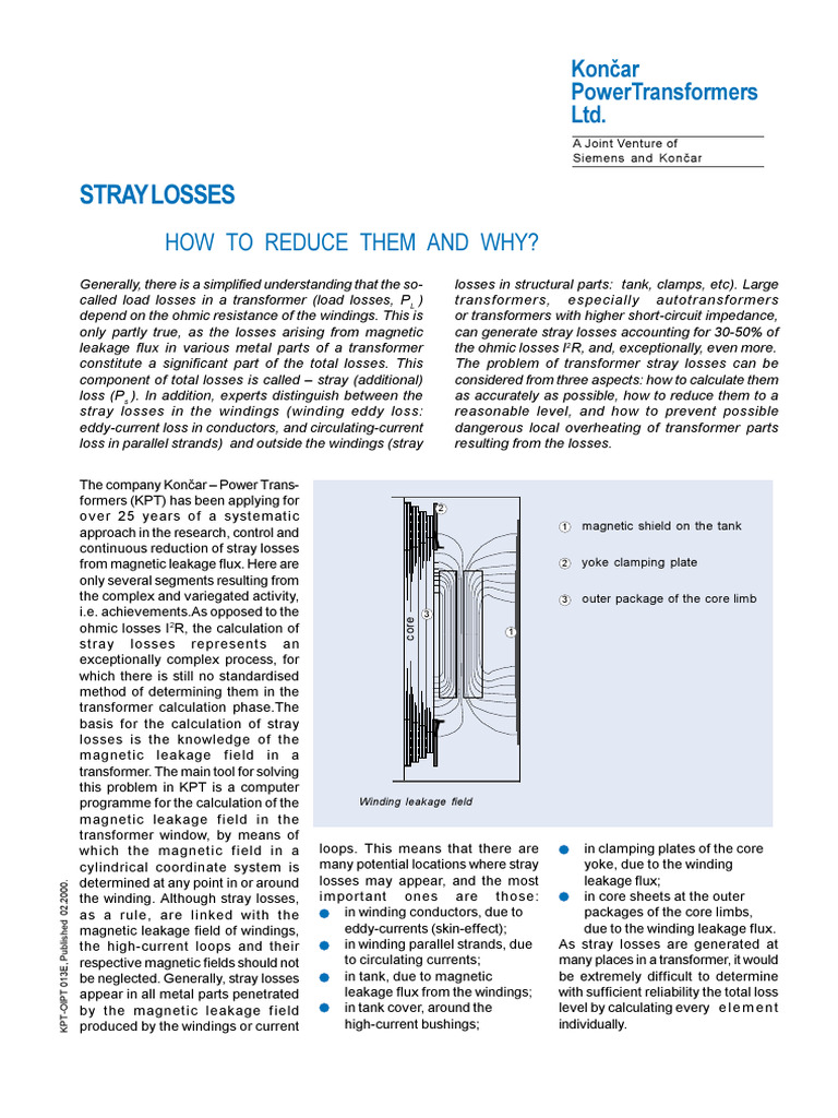 KONCAR - Stray Losses - How To Reduce Them and Why | PDF | Transformer ...