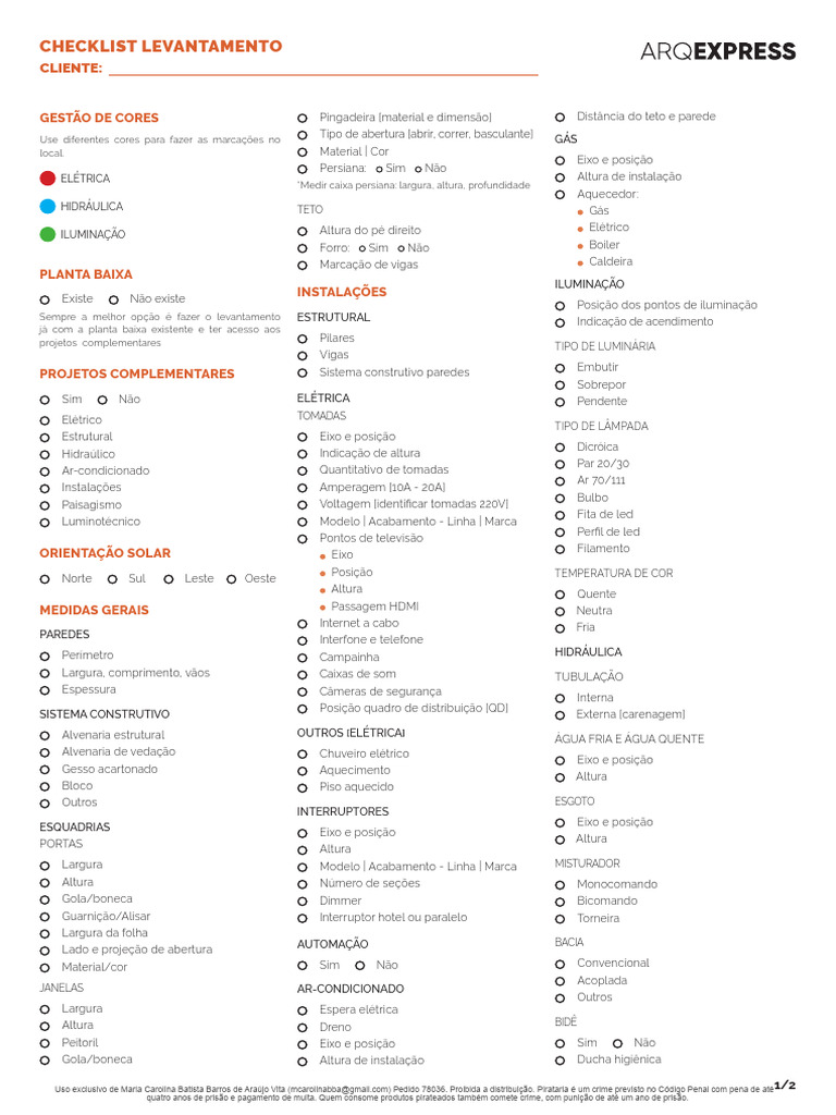 Checklist Digital Levantamento | PDF | Chuveiro | Crimes