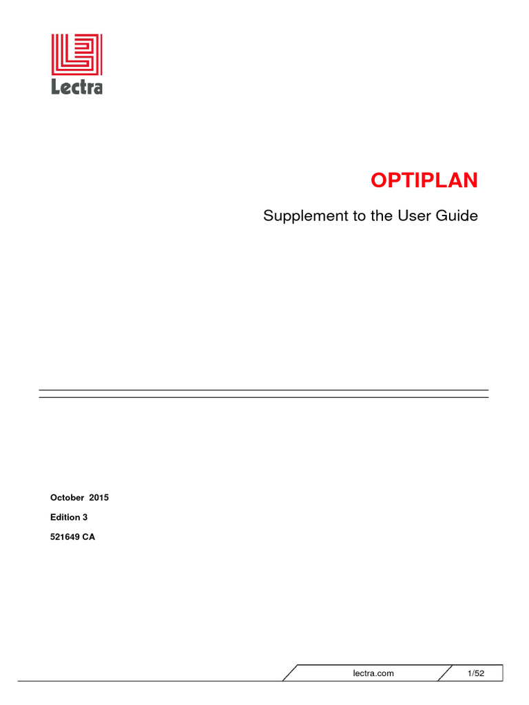 Lectra 521649CA User Guide Addendum Optiplan v3R4sp1 - en | PDF | Icon ...