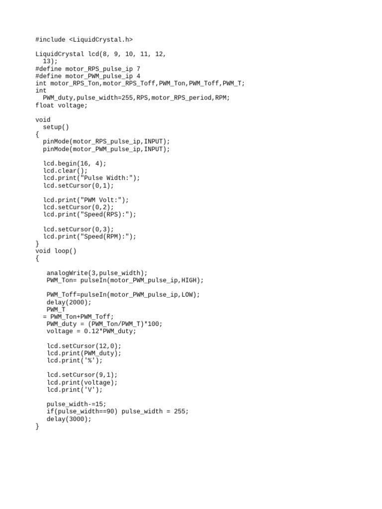 Dc Motor Speed Control And Measurement Using Arduino And Lcd Pdf 