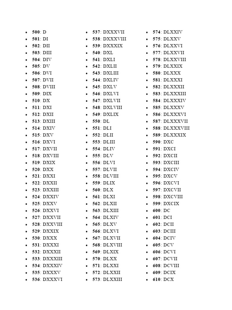 numeros romanos de 500 a 700 | PDF