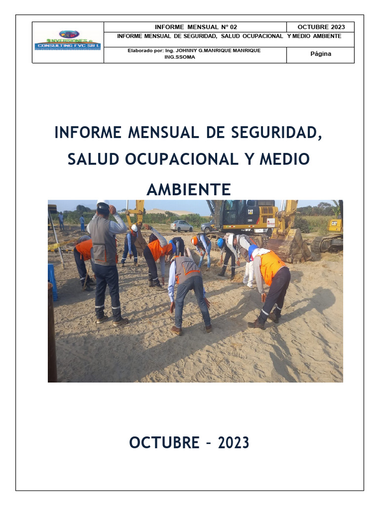 Informe Mensual de Seguridad Lacramarca, Octubre 2023-OK-01 | PDF | Seguridad y salud ...