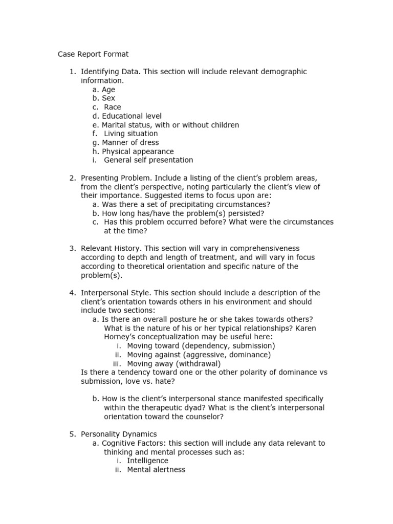 Case Report Format | PDF | Emotions | Psychotherapy