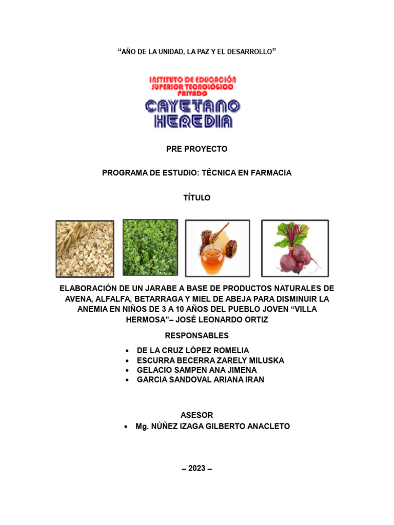 Pre Proyecto PDF L | PDF | Glóbulo rojo | Miel