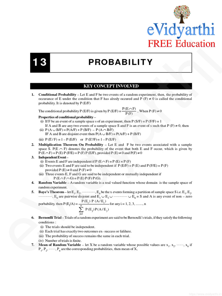 Class 12 Chapter 13 Maths Important Formulas | PDF | Variance ...