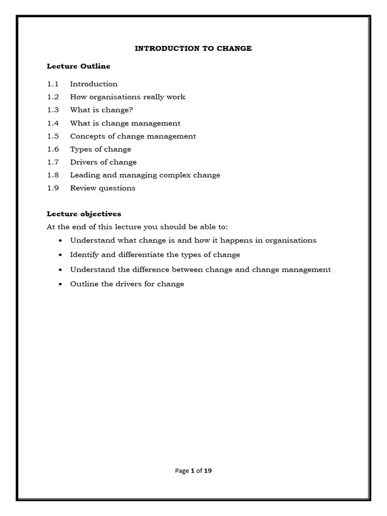 Introduction To Change Management | PDF | Change Management ...