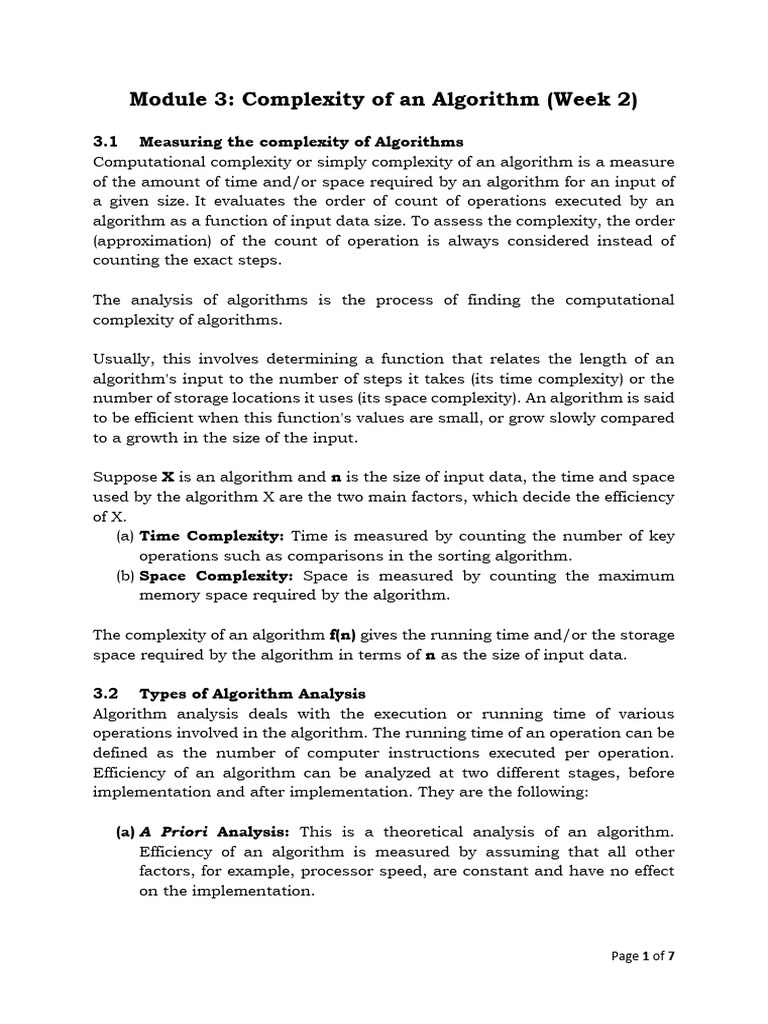 Module 3 - Complexity of An Algorithm | PDF | Time Complexity | Data ... Module 3 - Complexity of An Algorithm | PDF | Time Complexity | Data ...