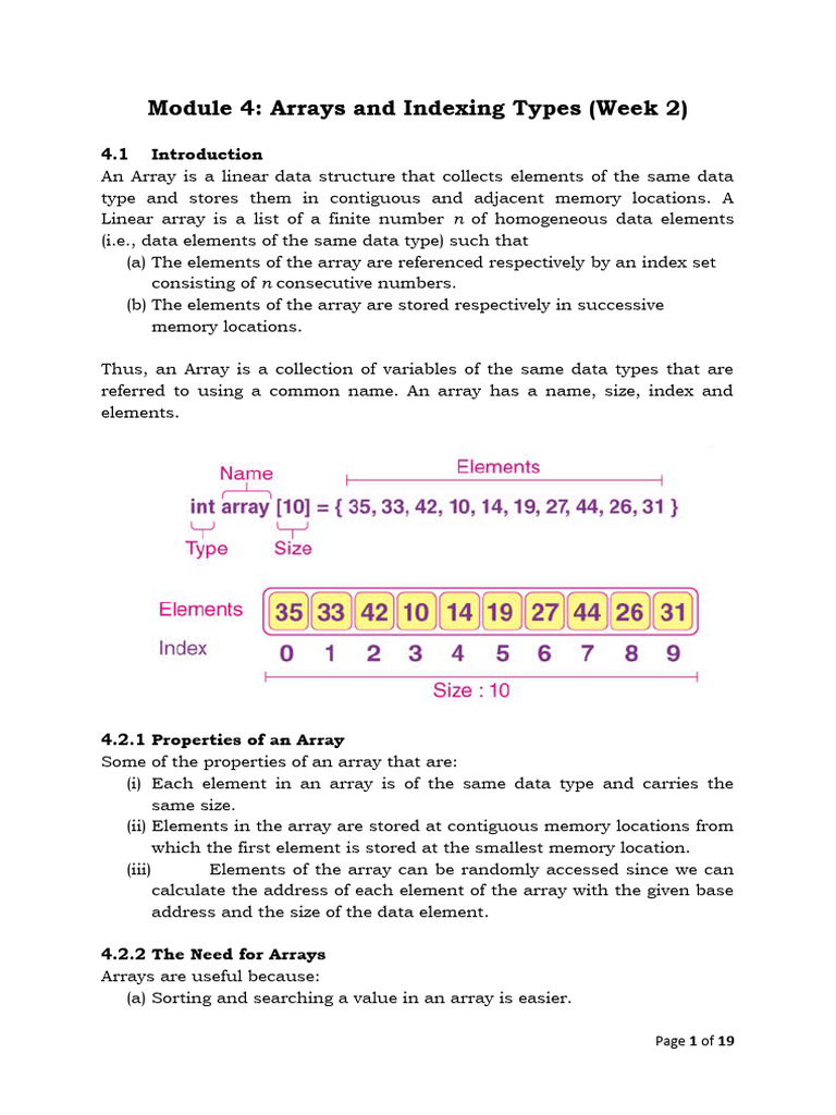 Module 4 - Arrays and Indexing Types | PDF | Matrix (Mathematics ... Module 4 - Arrays and Indexing Types | PDF | Matrix (Mathematics ...