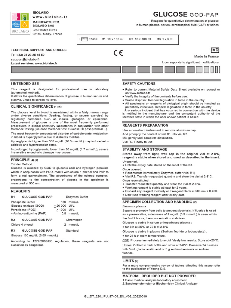 Kit Insert | PDF | Glucose | Clinical Medicine