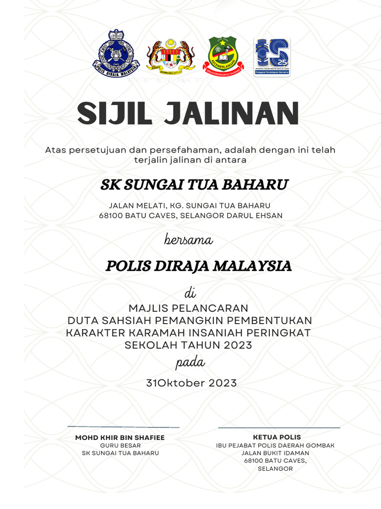 Contoh Sijil Jalinan Jaringan SKSTB | PDF