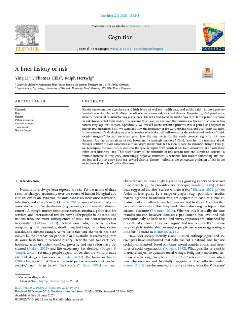 A Brief History of Risk | PDF | Risk