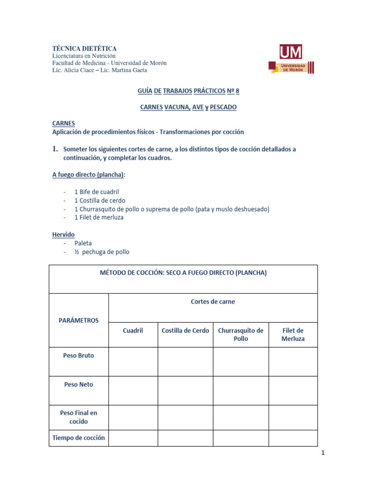 TP 8 Carnes | PDF | Cocinando | Panes