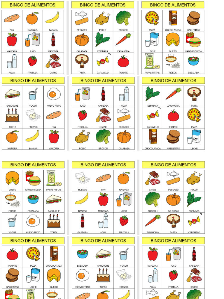 Bingo de Alimentos | PDF