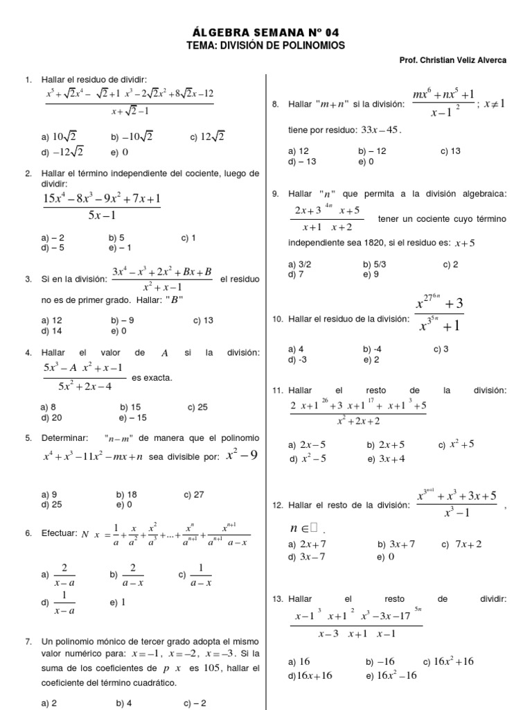 Álgebra Semana #04 | PDF