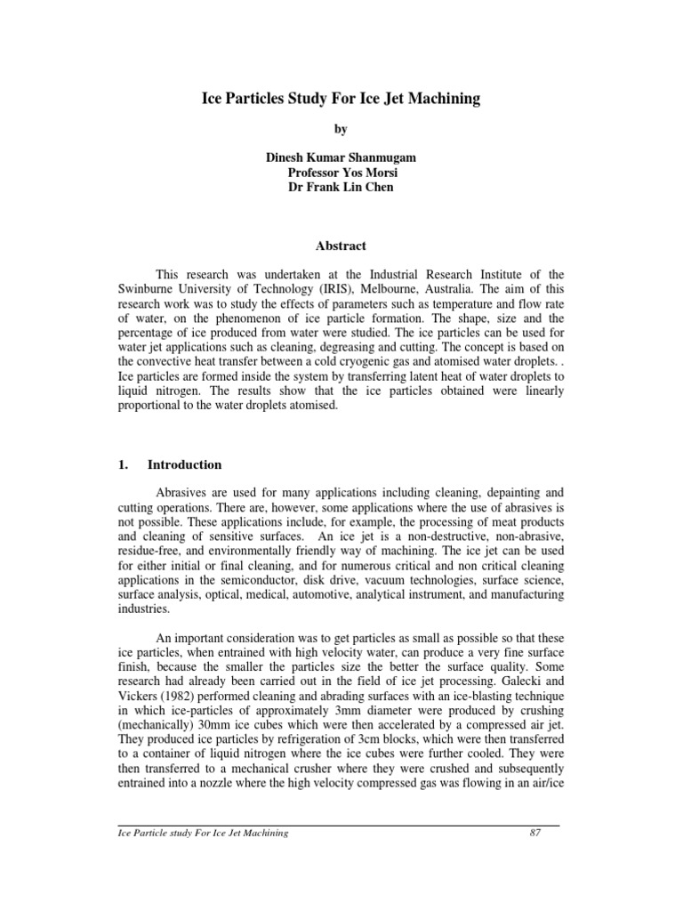 Ice Particle Formation in Jet Machining | PDF | Ice | Drop (Liquid)