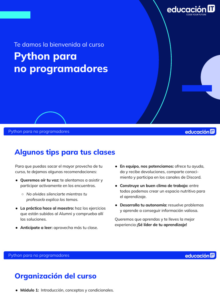 Python para No Programadores: Te Damos La Bienvenida Al Curso | PDF ...
